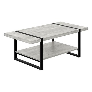 HomeRoots 47" Grey And Black Rectangular Coffee Table With Shelf - 47.25 - Bed Bath & Beyond ...